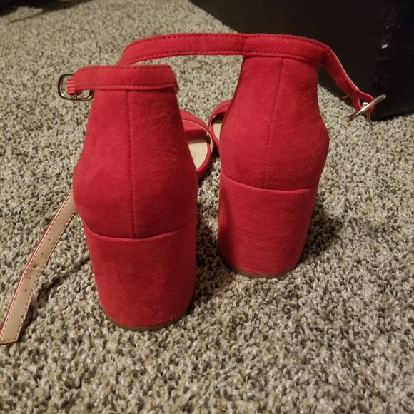 Shoes | Womens Red Suede Heels | Poshmark